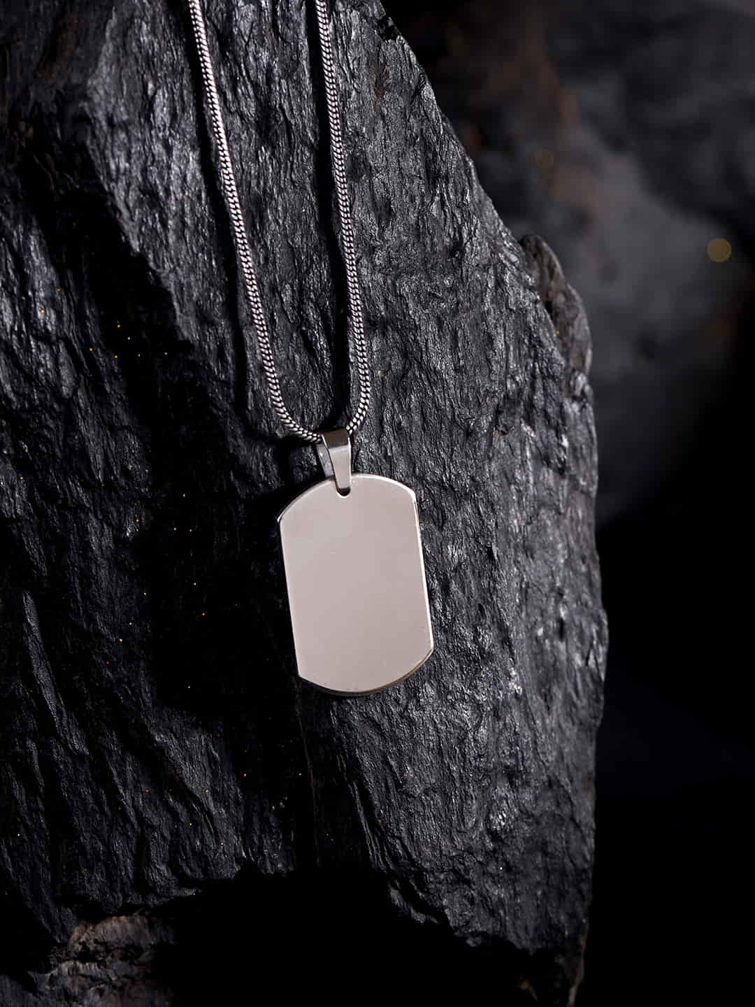 Silver-Plated Dog Tag Pendant With Chain